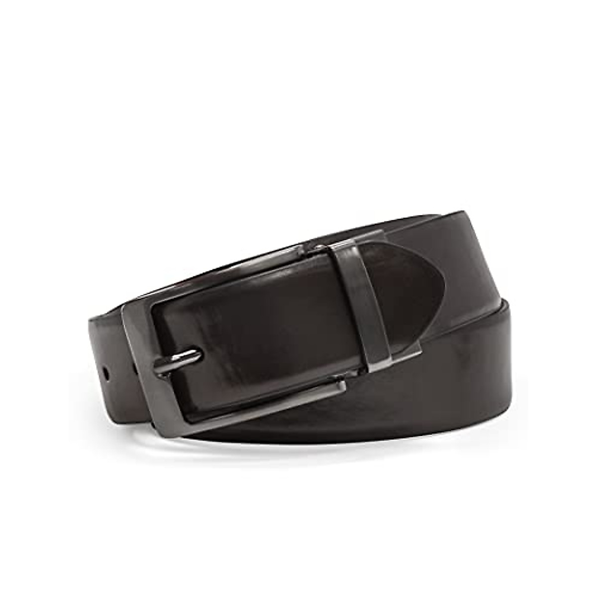 Steve Madden Men's Dress Casual Every Day Leather Belt, Black/Brown (Burnished), 38