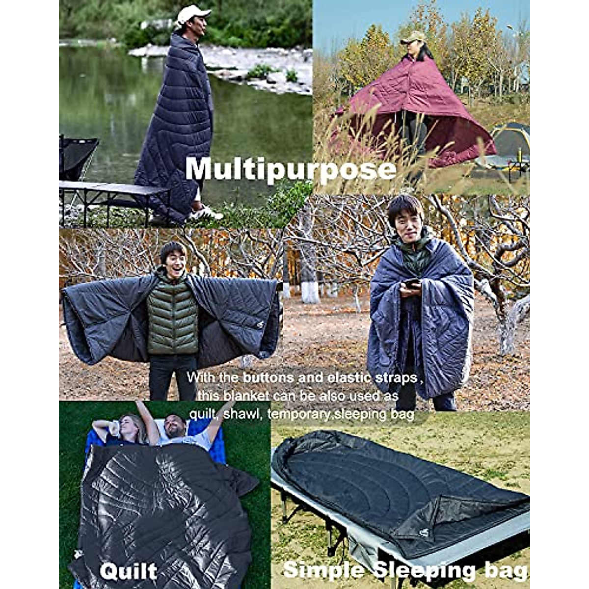 iClimb 1 Padded Rocking Folding Chair and 1 3M Thinsulate Insulation Warm Blanket Bundle for Solo Adult Camping Patio Porch Backyard Lawn Garden Balcony Indoor Outdoor