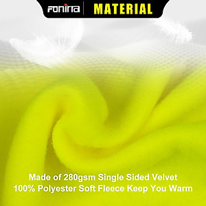 FONIRRA Hi Vis Safety Fleece Zip Hoodie for Men Reflective Sweatshirts ANSI Class 3 Jackets Detachable Hood (Yellow,L)