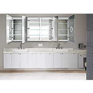 Krugg LED Medicine Cabinet 84 Inch X 36 Inch | Recessed or Surface Mount Mirror Cabinet w/Dimmer & Defogger + 3X Makeup Mirror Inside & Outlet + USB