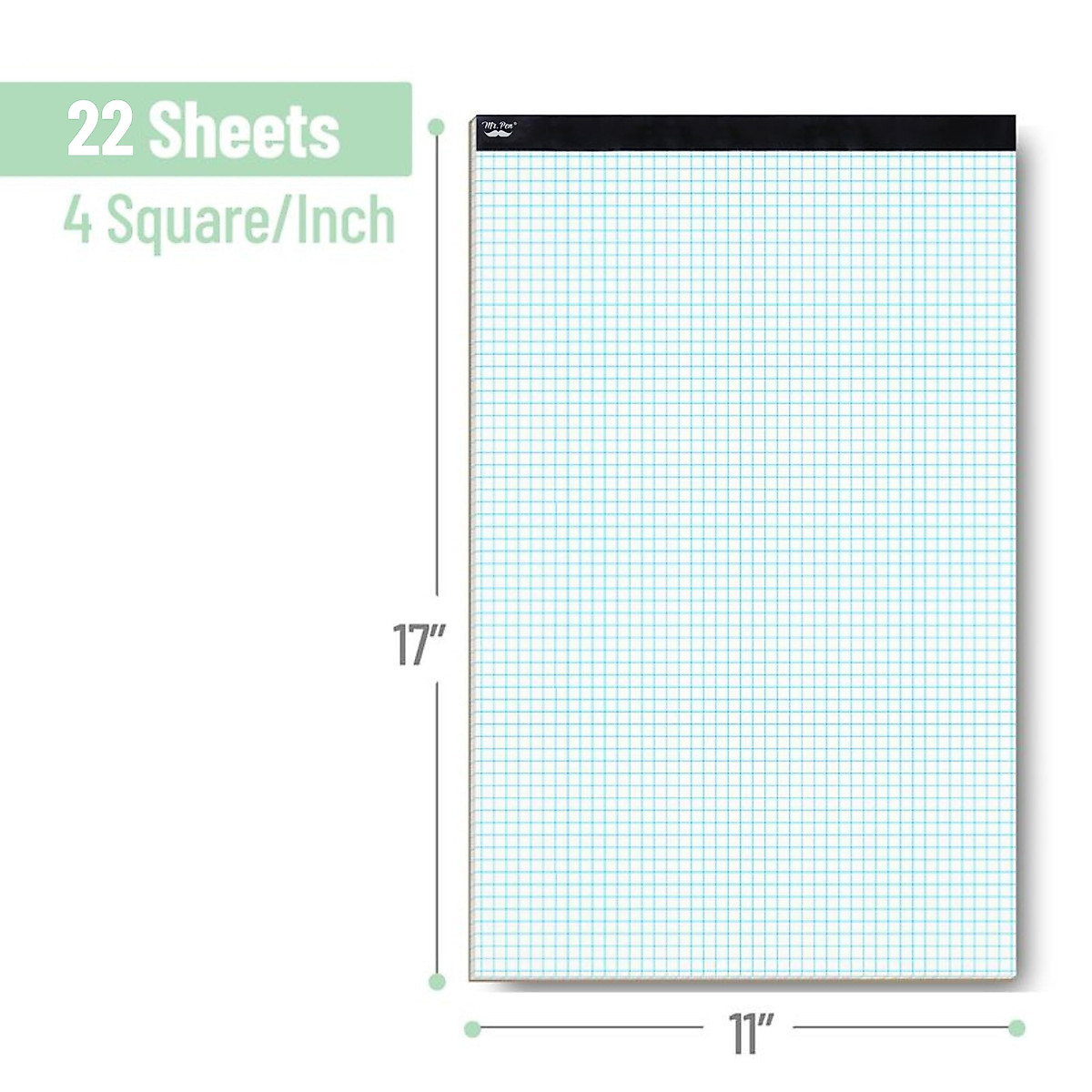 Mr. Pen Graph Paper, Grid Paper, 4x4 (4 Squares per inch), 17"x11", 22 Sheet