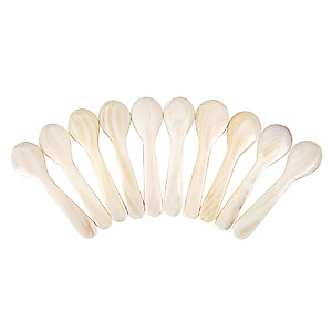 DUEBEL Set of 10 White Mother Pearl 2.75′′ Caviar Spoons Caviar, Egg, Coffee Serving (White, 7x2.1cm)