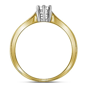 The Diamond Deal Yellow-tone Sterling Silver Womens Round Diamond Solitaire Bridal Wedding Engagement Ring