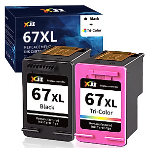 XJI Remanufactured Ink Cartridges Replacement for HP 67XL 67 XL Black Color Combo Pack, for Deskjet Plus 2700 2700e 2755 2755e 2855e 4100 4100e 4155 4155e 4255e Envy Pro 6000 6055e 6400 6455e Printer