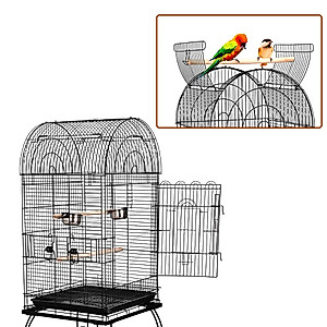 63.5 Inches Medium Bird Cage Open Top Parrot Cage with Detachable Stand, Rolling Wheels Lovebird Cockatiel Quaker Sun Parakeet Green-Cheek Conure Cage