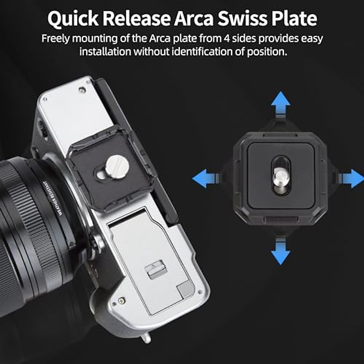 Nitze Camera Clip, Aluminum Capture Clip, Backpack Strap Camera Mount with 4-Side Mountable Arca Quick Release Plate for DSLR/Mirroless Camera, Action Camera - N58A