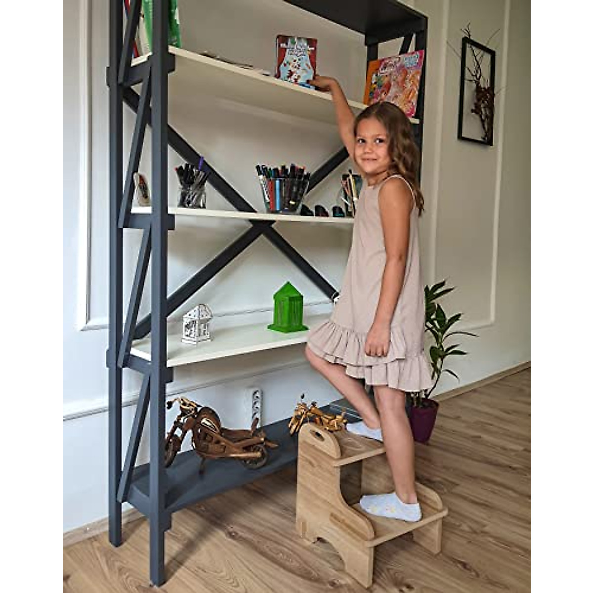 SAPPHIRE HOME Step Stools for Kids, Durable Safe Sturdy Easy Assembly No Screw Toddler Step Stool for Bathroom Sink, Montessori Design Potty Traing Step Stool