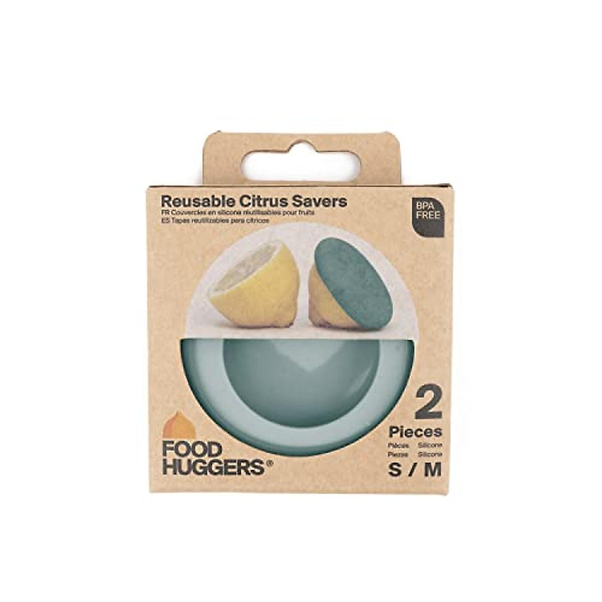 Food Huggers 2pc Reusable Silicone Citrus Savers | BPA Free & Dishwasher Safe | Fruit Produce Storage for Orange, Lemon, Lime, Banana, Cans & More | 2 Pack Round, Forest Mint