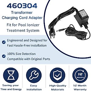 Sunluway 460304 Ionizer Transformer, Replacement Charger Power Adapter with Transformer (Only Compatible for Use with The Pool Ionizer Treatment System）