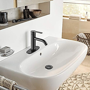 AMAZING FORCE Single Handle Bathroom Faucet Matte Black Bathroom Sink Faucet Single Hole with Pop Up Drain Assembly Black Faucet for Bathroom Sink 1.2 GPM