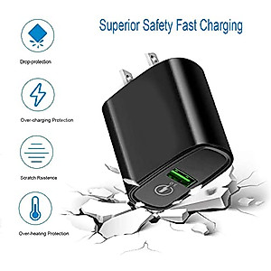 18W Fast Phone Charger for Moto G7 G8 Play Power,Z4 Z3,G Power,G Stylus,Edge Plus,G6/G6+,Z2 Z Force Droid Turbo,G7 Supra,Motorola One Action Hyper Zoom Vision,QC3.0 USB Wall Charger Adapter+6FTCable