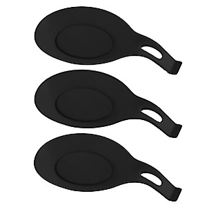 3PCS Black Silicone Spoon Rests Kitchen Scoop Bracket Stand Spoon Shelf Utensil Spatula Holder for Home Restaurant Supply