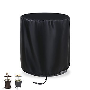 TheElves Patio Cooler Bar Table Cover Design for Veradek Outdoor Cooler Side Table, Outdoor Patio Round Beer Cooler Table Cover, Waterproof Barrel Cool Bar Table Cover, 18" D X 19" H，Black