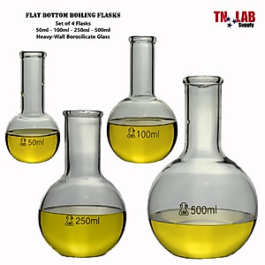 TN Lab Flat Bottom Boiling Flask 4-Piece Set 50-100-250-500ml