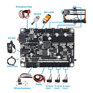 CNCTOPBAOS 3018 Pro CNC Router Kit,15000mW 15W Module,Offline GRBL Controller Limit Switches E-Stop,2 in 1 DIY Mini 3 Axis Desktop Acrylic PVC PCB Wood Cutting Milling Engraving Machine