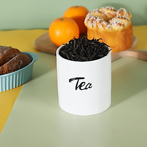 LEETOYI Porcelain Food Storage Containers with Lid, 4.5 Inch 31oz White, Labeled Tea