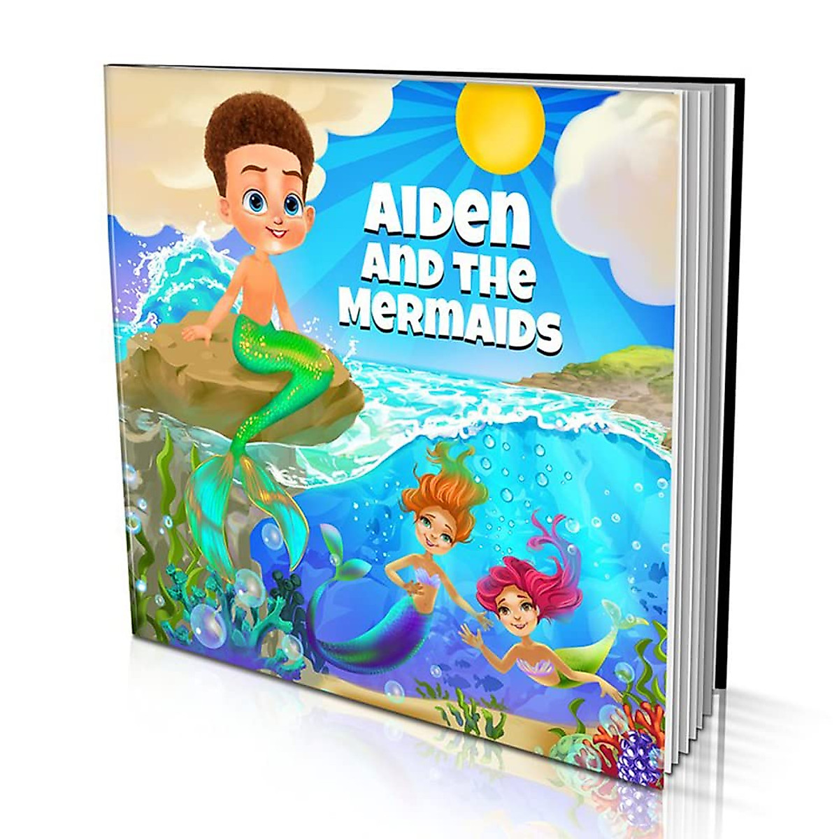 Personalized Story Book by Dinkleboo - "The Mermaids" - For Kids Ages 0-8 Years Old - A Story About Your Daughter or Son Meeting New Magical Friends - Smooth Satin Paper - In Soft Cover (8"x 8")