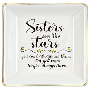 Homlouue Sister Gifts from Sister, Sister Are Like Stars Ring Dish Sister Birthday Gifts Sister Jewelry Dish Best Sister Ever Gifts Meaningful Sister Gifts for Sister Friends Christmas