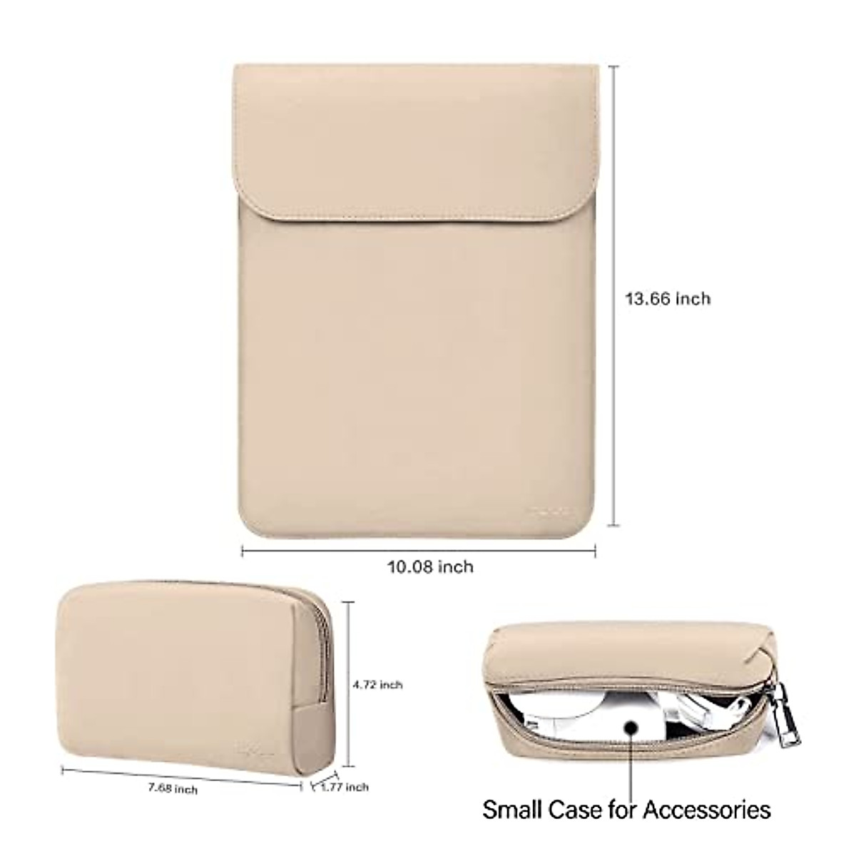 MOSISO Laptop Sleeve Compatible with MacBook Air 13 inch M2 A2681 M1 A2337 A2179 A1932/Pro 13 M2 M1 A2338 A2251 A2289 A2159 A1989 A1706 A1708, Faux Suede Leather Case with Small Bag, Apricot