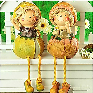 Home Kitchen Decorative Fruits & Vegetables Sitters with Dangling Legs Shelf Sitter Figurine Statue for Shelf, Countertop, Windowsill(Orange)