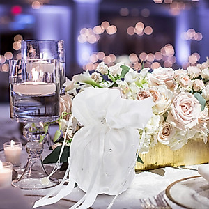 Veemoon Holy Communion Bag Satin Drawstring Bags Satin Bridal Wedding Money Bag, Bridal Bridesmaid Drawstring Satin Decorated Bag Handbag with Pearl for Bridal Bridesmaid Bridal Satin Bag