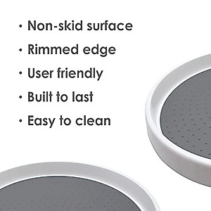3 Pack Lazy Susan Organizer Turntable (10 inches) - Rotating Spice Rack for Kitchen Cabinet Pantry Fridge Bathroom Vanity Countertop & Under Sink Organization - Non-Skid Round Spinning Spice Storage