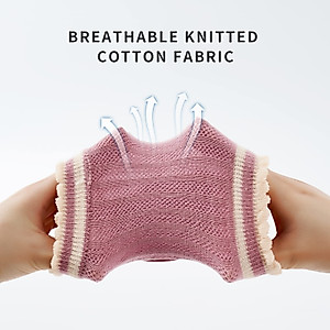 Reidio 2 Pairs Baby Knee Pads for Crawling Breathable Elastic Cotton Crawling Knee Pads Cute Unisex Baby Knee Protector with Sponge Pad for Baby Toddler (Rabbit & Cat)