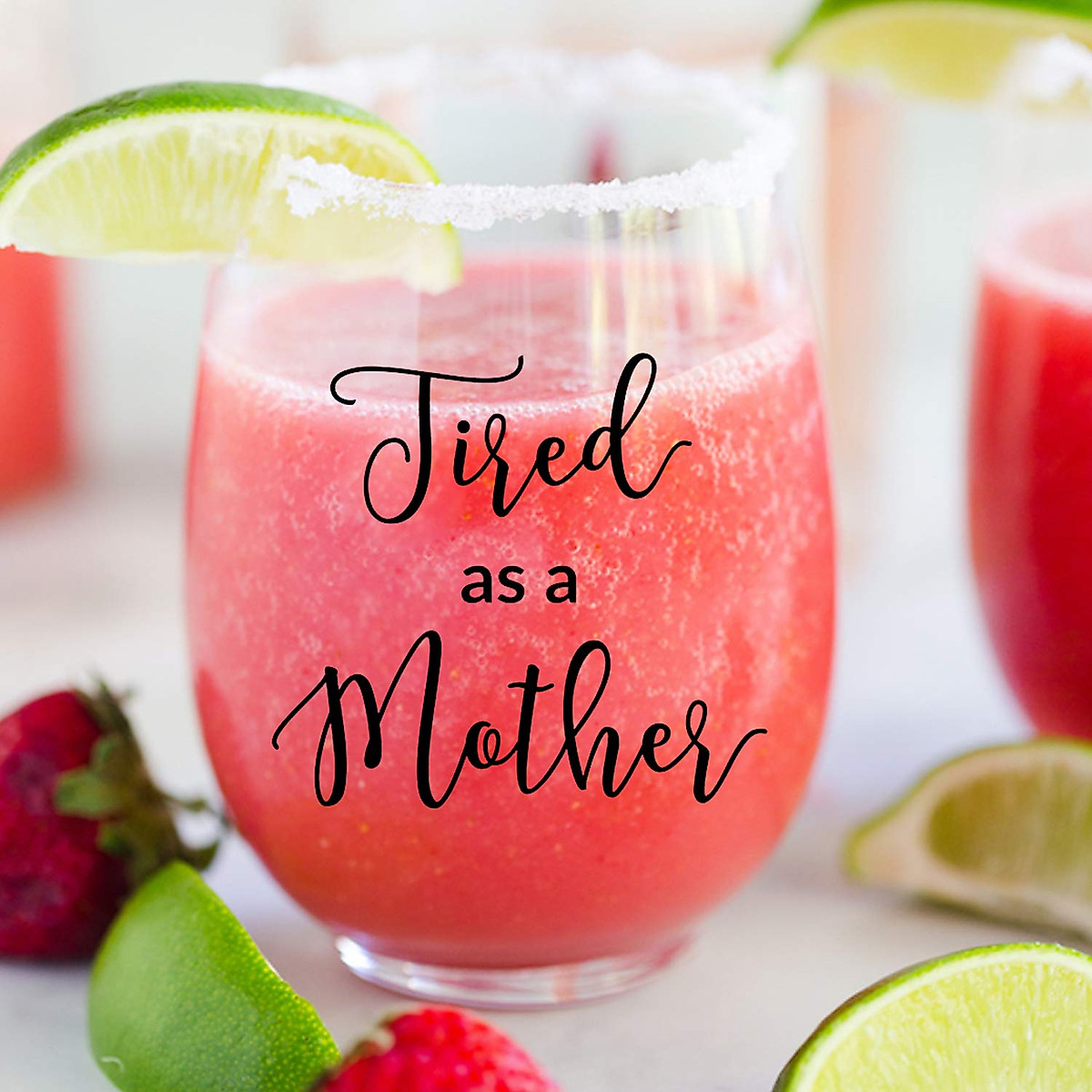 Momstir Tired as a Mother Funny Wine Glass, Gift Ideas For Working Mommies, The Perfect Present For Daughters, Mothers,& Grandmas From Husbands, Sons, & Dads 15oz for Moms