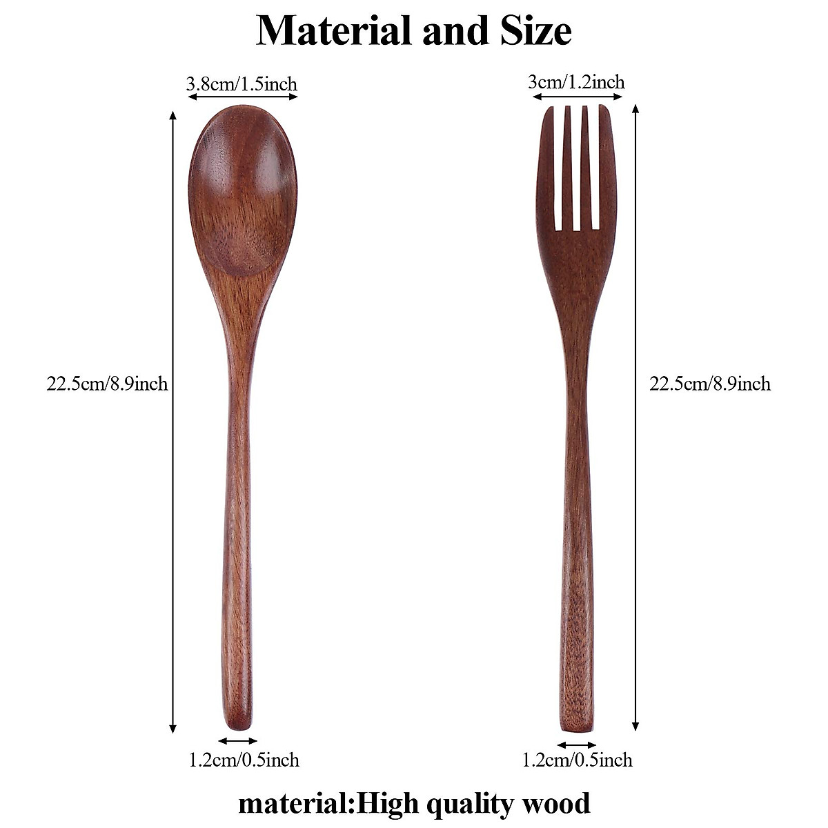 12 Pieces Wooden Spoons Forks Set Kitchen Tableware Reusable Eco-Friendly Natural Wood Dinnerware Utensil Wooden Fork Practical Japanese Wood Cutlery for Cooking Stirring Eating