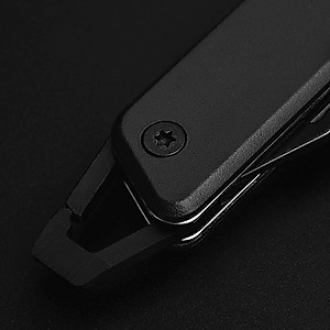 True Modern Keychain Knife | Everyday Carry Keychain Pocket Knife with Built in Carabiner/Bottle Opener | Gunmetal and Black