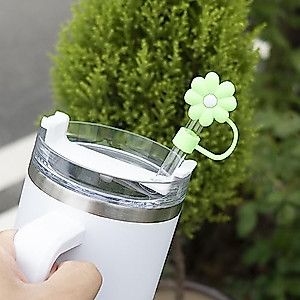 4Pcs 0.4in Diameter Cute Silicone Straw Covers Cap for Stanley Cup, Dust-Proof Drinking Straw Reusable Straw Tips Lids