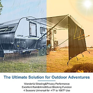 Gopper RV Awning Shade Screen with Zipper 9'x17'3", RV Awning Fabric Replacement Complete Kits for Trailer Camper, RV Awning 230GSM 8.2oz, 600D Durable Mesh Blocks 88% Sunlight, Improves Shade&Privacy