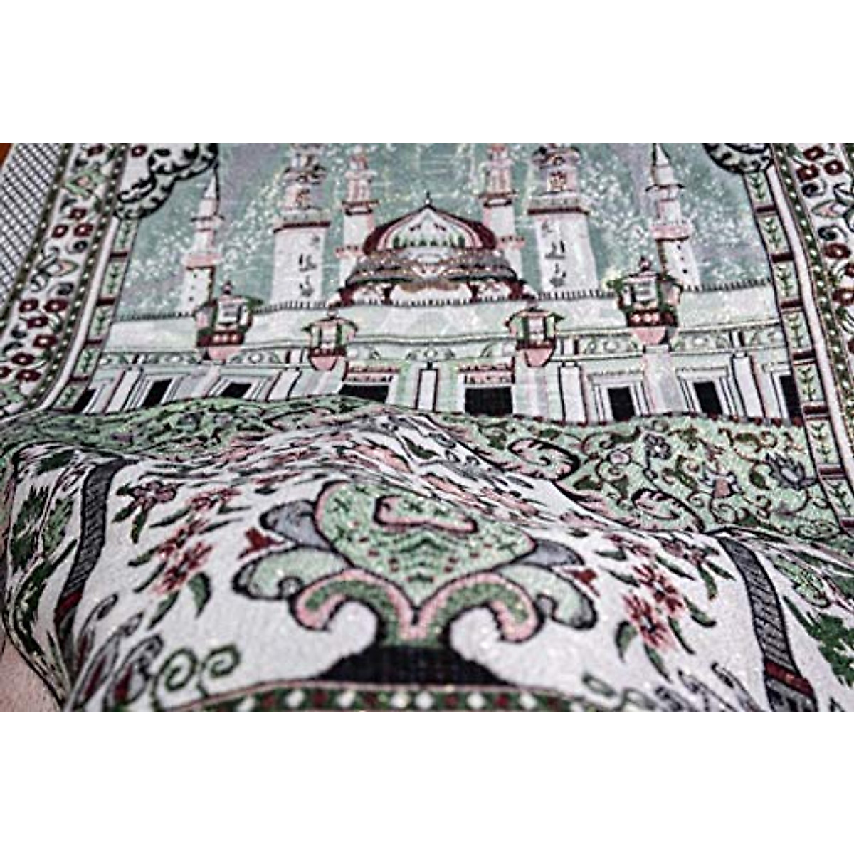 Islamic Thin Janamaz Sajjadah AMN149 Portable Muslim Prayer Mat Sajadah Carpet Chenille Woven Embroidered Rug Travel Namaz Area (Color_03)