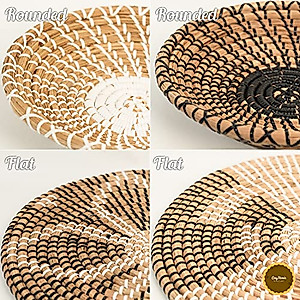 CozyHomie Large Seagrass Baskets Hanging Wall Basket Decor Boho Wall Decor Hanging Woven Wall Basket Boho Round Wicker Rattan Baskets Boho Woven Flat Baskets (Set 4 of Cozy Full)