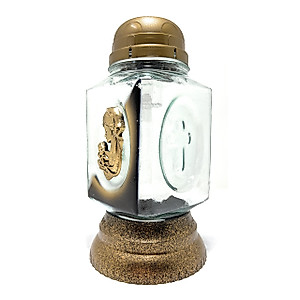 Importer AM Rainbow Glass Cemetery Memorial Candle with 3D Portrait of Jesus and Mary | Grave Light Remembrance Decoration | European Style Candle Holder Home & Garden Decor (8.5in Tall, Gold)