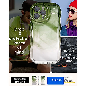 AICase iPhone 14 Pro Max Case Curly Wave Frame Cute Design with Full Camera Lens Protection,Aesthetic Kawaii Slim TPU Bumper Luxury Plated Shockproof Protective Transparent for Women Girls Men