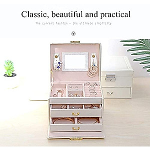ZZYINH AN207 Three Layers Leather Jewelry Box Jewelry Exquisite Makeup Case Jewelry Organizer Gift Box Small Jewelry (Color : White)