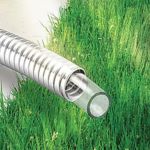 Aqua Joe AJSGH75-MAX Heavy-Duty Puncture Proof Kink-Free Garden Hose, 75-Foot, 1/2-Inch, w/Brass Fitting & On/Off Valve, Spiral Constructed 304-Stainless Steel Metal