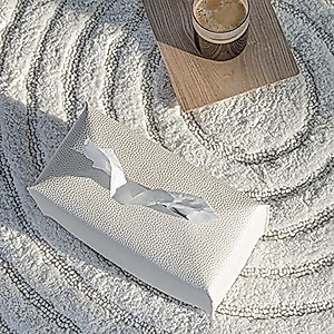 GOODSDECO PU Leather Tissue Box Cover Rectangle - Modern Tissue Box Holder Organaizer for Home Office Bathroom Car, Pastel Organaizer (White)