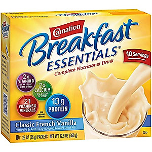 Nestle Carnation Breakfast Essentials Complete Nutritional Drink Vanilla 1.26 oz. Packet 10 Ct