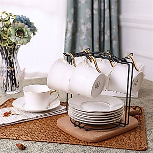 Yontree 6 Hooks Mugs Tree Cup Rack Dishes Organizer Cup Holder Style A