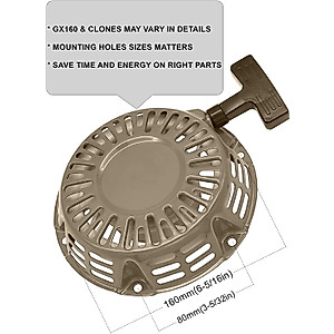 YAMAKATO Recoil Starter Assembly for Honda GX120 GX160 GX200 159cc 163cc 196cc 4hp 5.5hp 6.5hp Engine Generators Pull Start Cord Rope