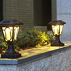 SFRIDQ LED Solar Column Headlight Outdoor Waterproof Garden Light Door Post Lights Home Villa Garden Light Lawn Light Landscape Lighting Fixture