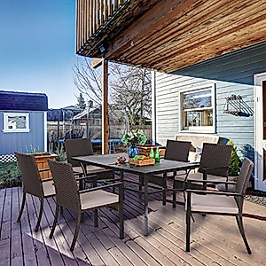 PHI VILLA Outdoor Wicker Chairs Set of 2, Rattan Covered Metal Armchairs with Removable Cushion, Heavy Duty Furniture Set for Patio, Deck, Porch, Yard