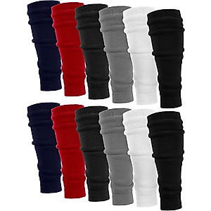 Foaincore 12 Pairs Leg Warmers for Women 80's Knit Cute Ankle Warmers Ribbed Long Boot Socks for Winter Dance Party Sports Outdoor Indoor, 6 Colors
