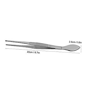 Stainless Steel Tweezers, 8.7inch Long Tweezers Bonsai Tweezers Straight Serrated Tips with Spatula Multitool Tweezer for Cooking, Repairing, Medical, Garden