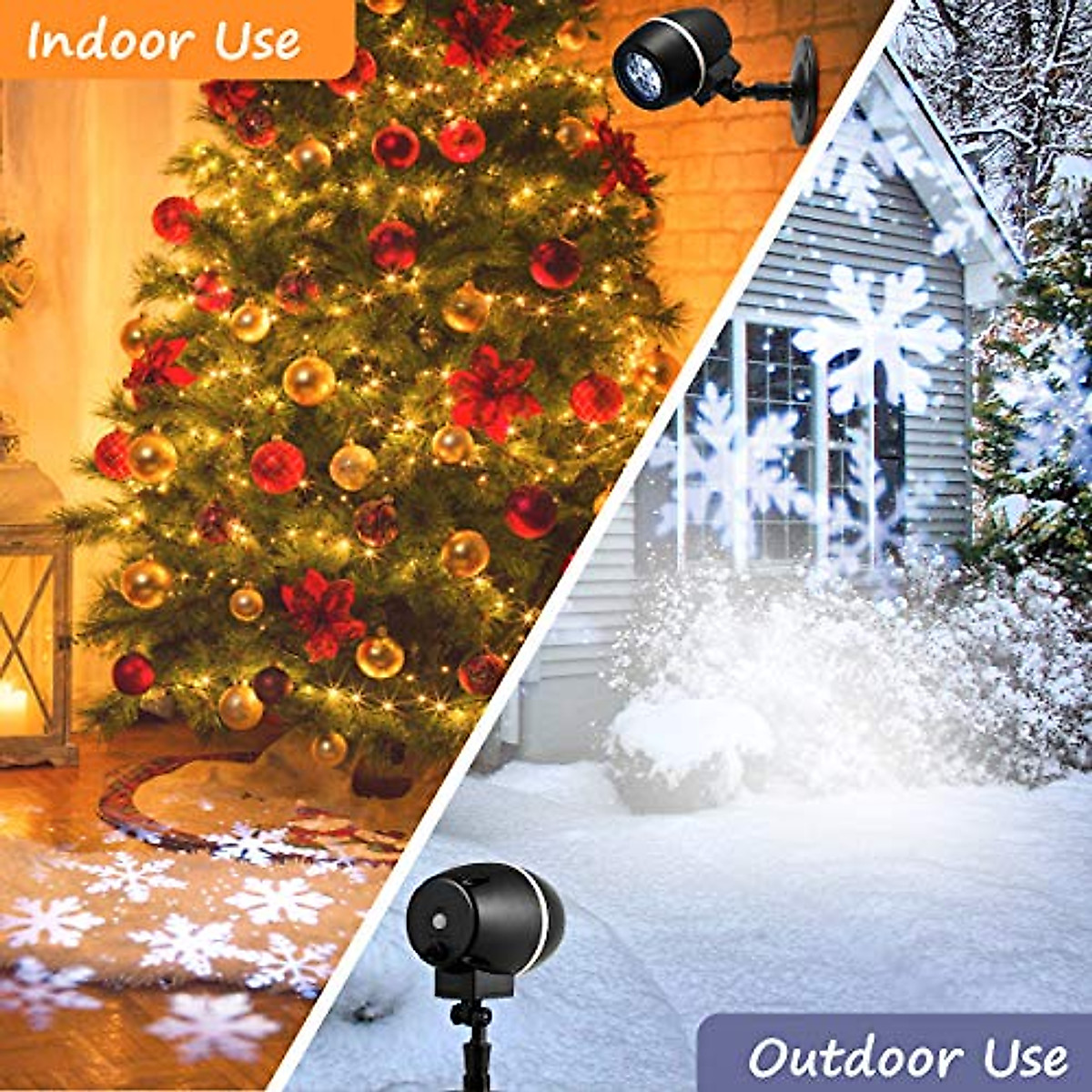 Tangkula Christmas Snowflake LED Projector Lights, Rotating Snowfall Projection with Remote Control, Outdoor Landscape Decorative Lighting for Christmas, Holiday, Party, Wedding, Garden, Patio