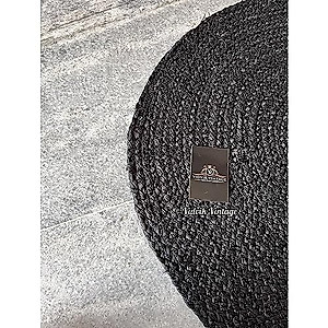 VIDVIK VINTAGE 2 Ft. Black Jute Area Rug - Round Braided Rustic Rug - Vintage Woven Rug - Jute Rugs for Bedroom, Kitchen, Living Room, Farmhouse - ( 2' Round Black).