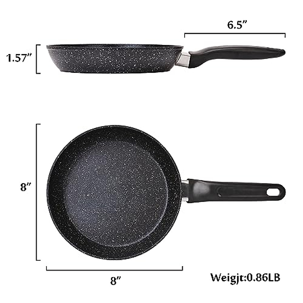 Nonstick Frying Pan Skillet,8 Inch Non Stick Granite Fry Pan Egg Pan Omelet Pans,Stone Cookware Chef's Pan with Heat-Resistant Handle,100% APEO&PFOA Free,Induction Compatible