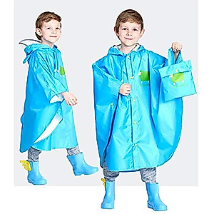 Girls Clothes Size 10 12 Cartoon Toddler Girl Raincoat Children Ponchos Boy 3D Kids for Rain Jacket (Blue, 10-12 Years)